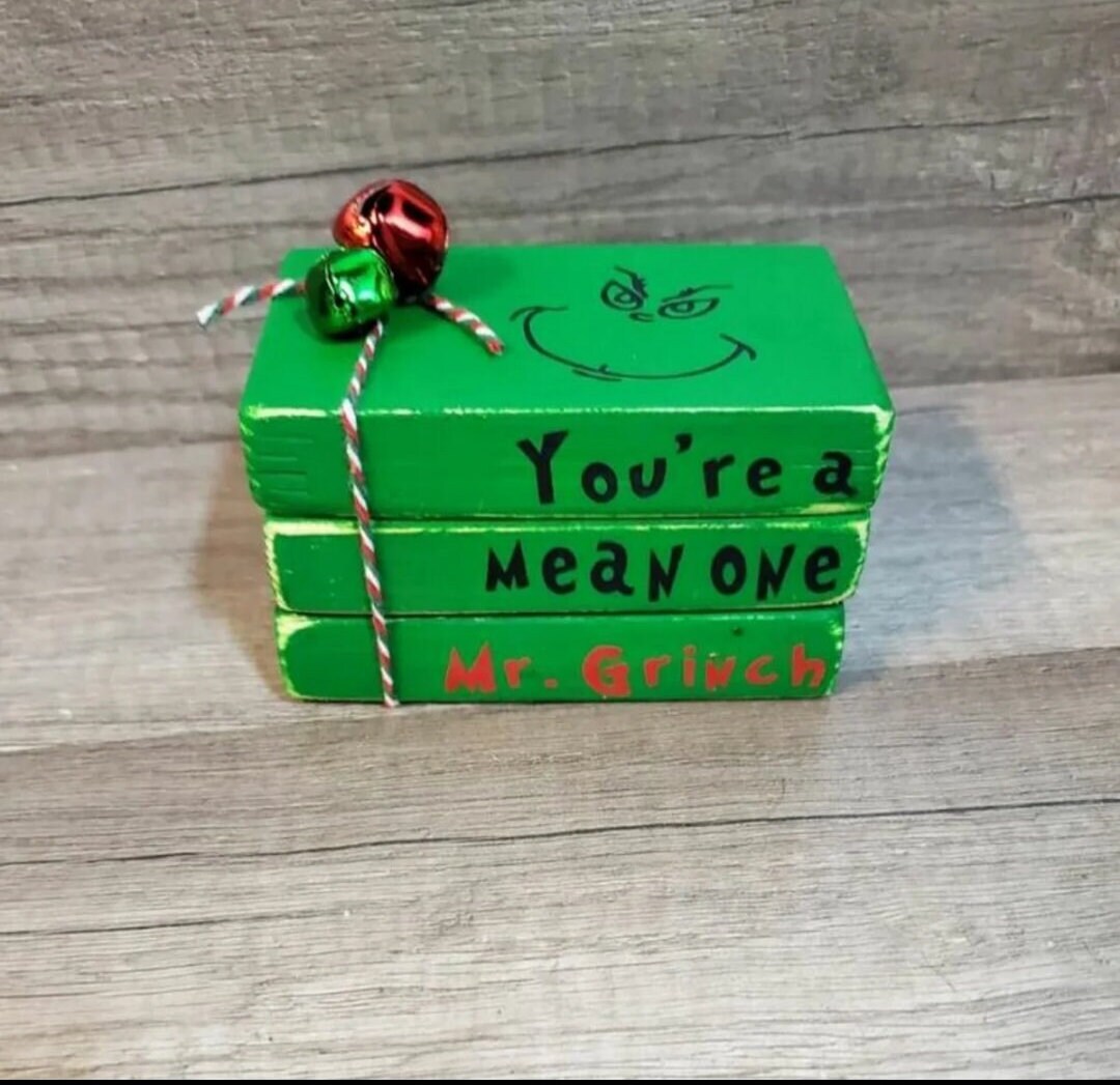 Christmas Mini Wood Book Stack/ Tier Tray Decor/ Christmas Decor/ Book ...