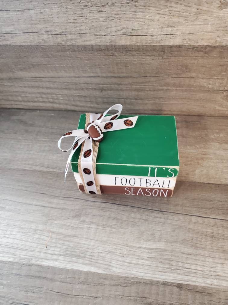 Football Mini Wood Book Stack/ Tier Tray Decor/ Football - Etsy