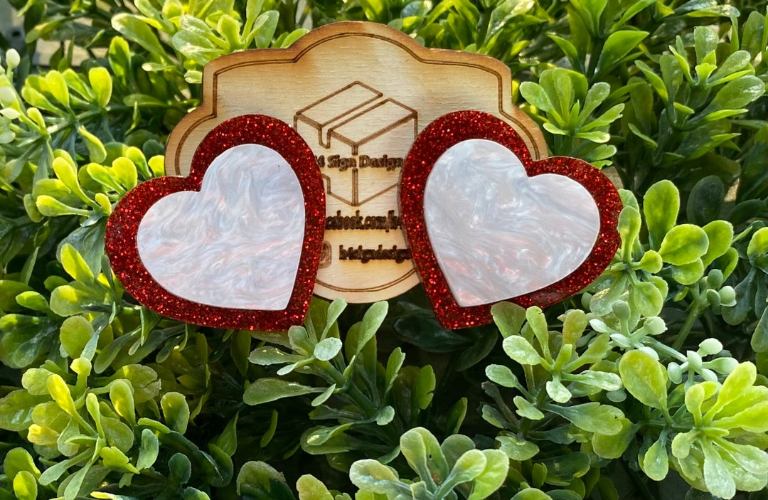 Double Layer Heart Shaped Laser Cut Acrylic Earring, Double Layer Heart ...