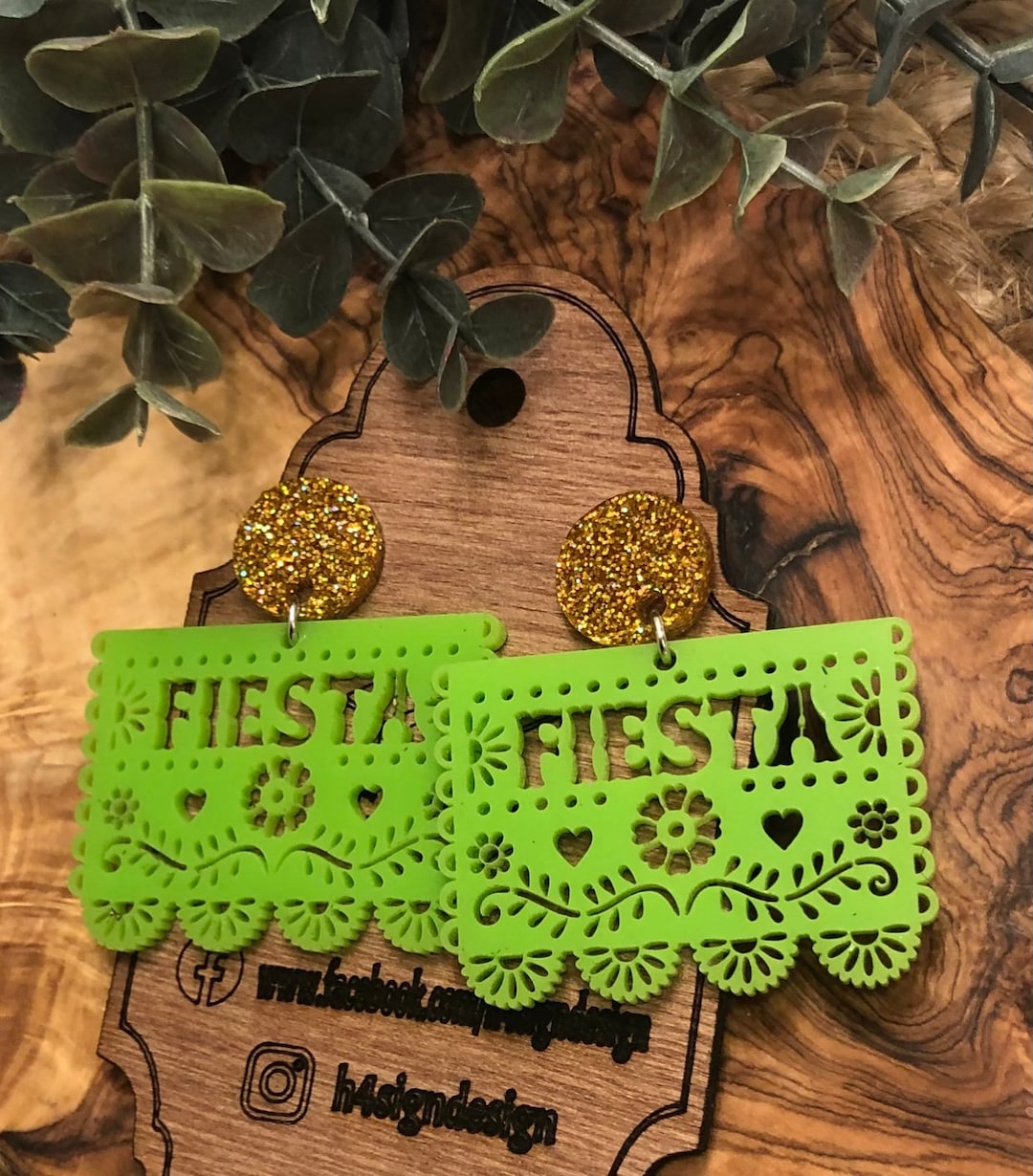 Fiesta Banner Laser Cut Acrylic Earring, Fiesta Banner Glitter Earrings ...