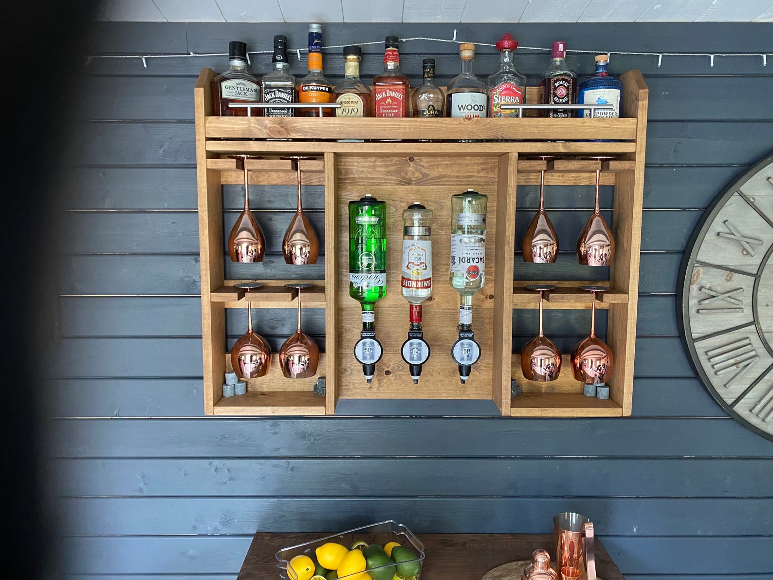 Luxury Home Garden Bar Mounted Drinks Spirits Optics Wall Mounted ...
