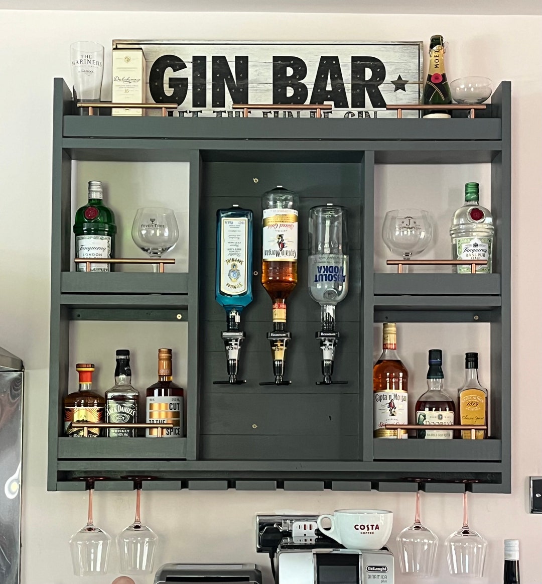 Handcrafted Wall Mounted Spirits Bar: Farrow and Ball Finish - Etsy
