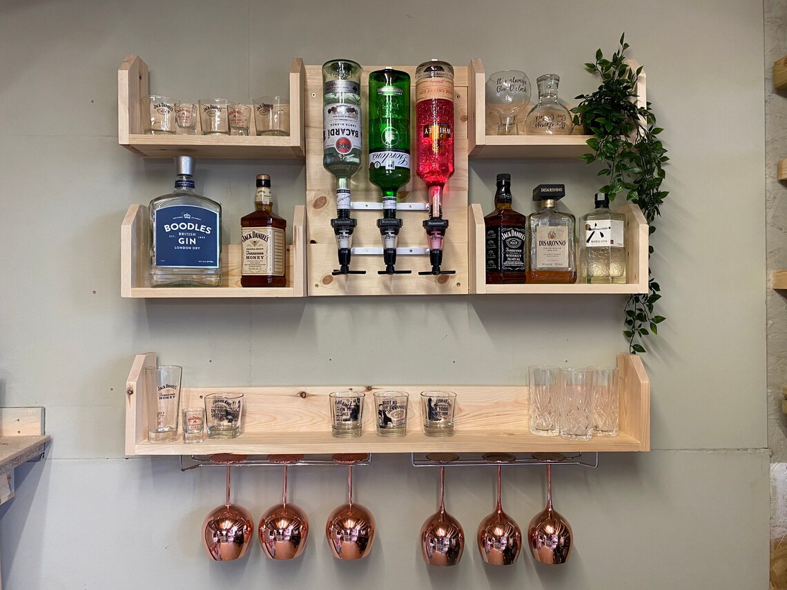 Custom wall mounted drinks Spirits optics wall mounted drinks | Etsy