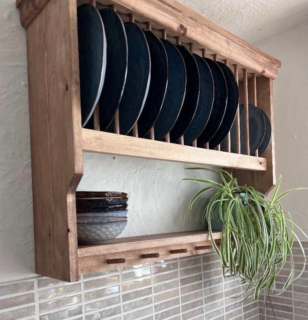 The Cumbria Handmade Kitchen Pine Plate Rack Storage - Etsy