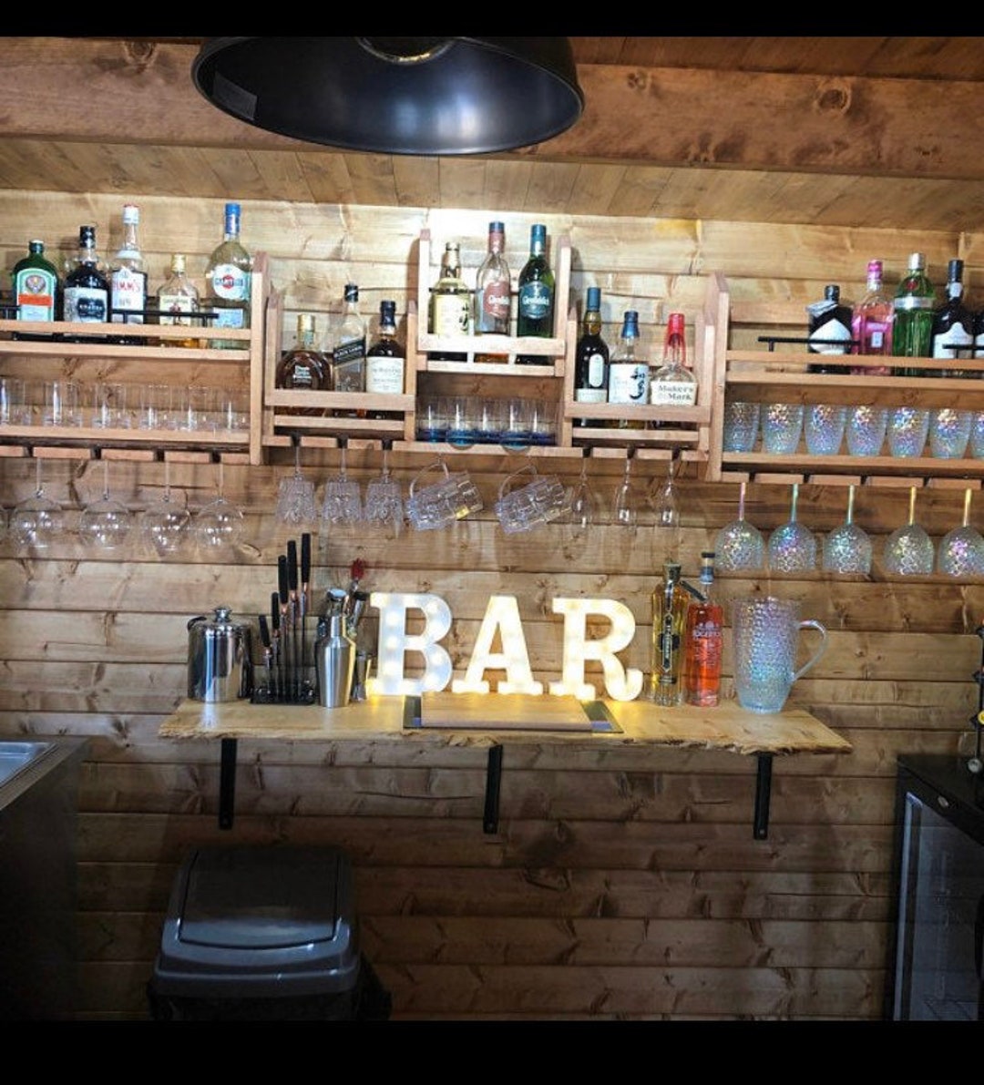 Wall Mounted Triple Set Outdoor Garden Pub Bar Handcrafted Drinks Rack ...