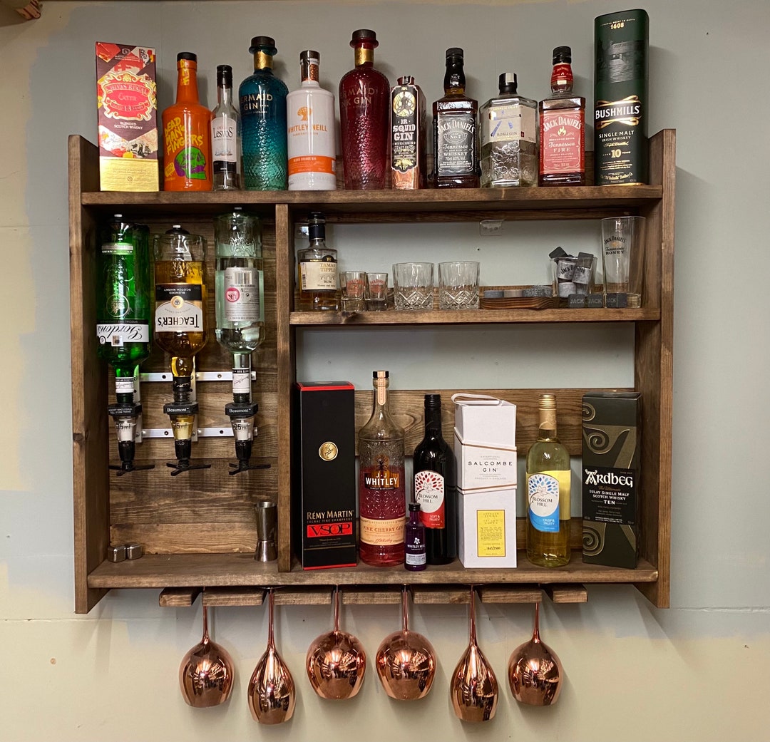 Ultimate Luxury Home Garden Bar Mounted Drinks Spirits Optics Wall ...