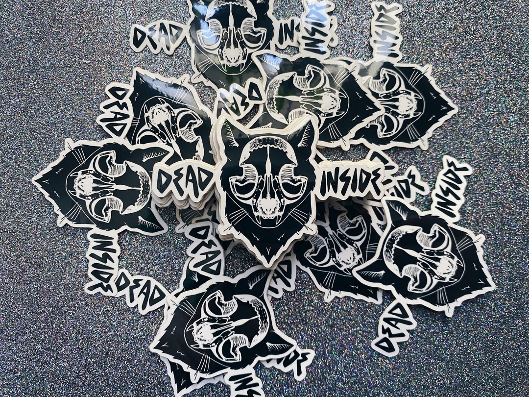 Dead Inside Cat Skull Sticker - Etsy