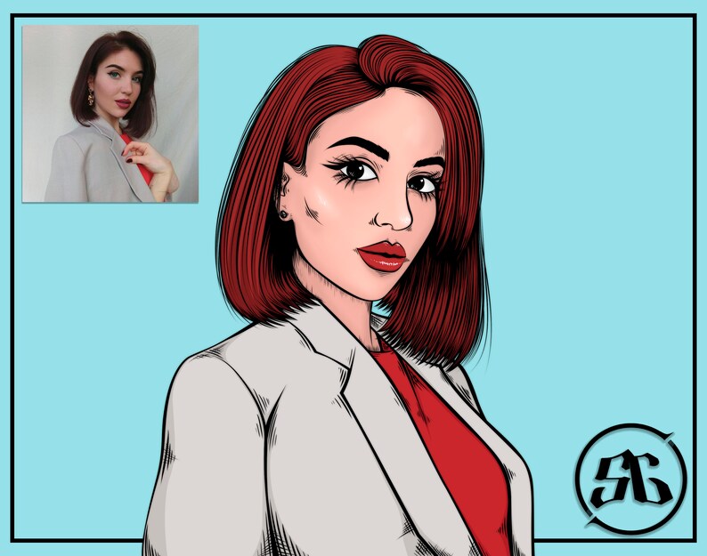 Digital Art Cartoon Portrait Custom Portrait Couple - Etsy