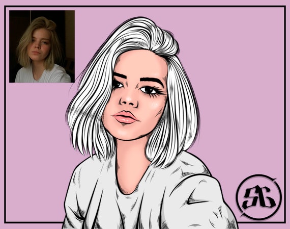 Digital Art Cartoon Portrait Custom Portrait Couple - Etsy