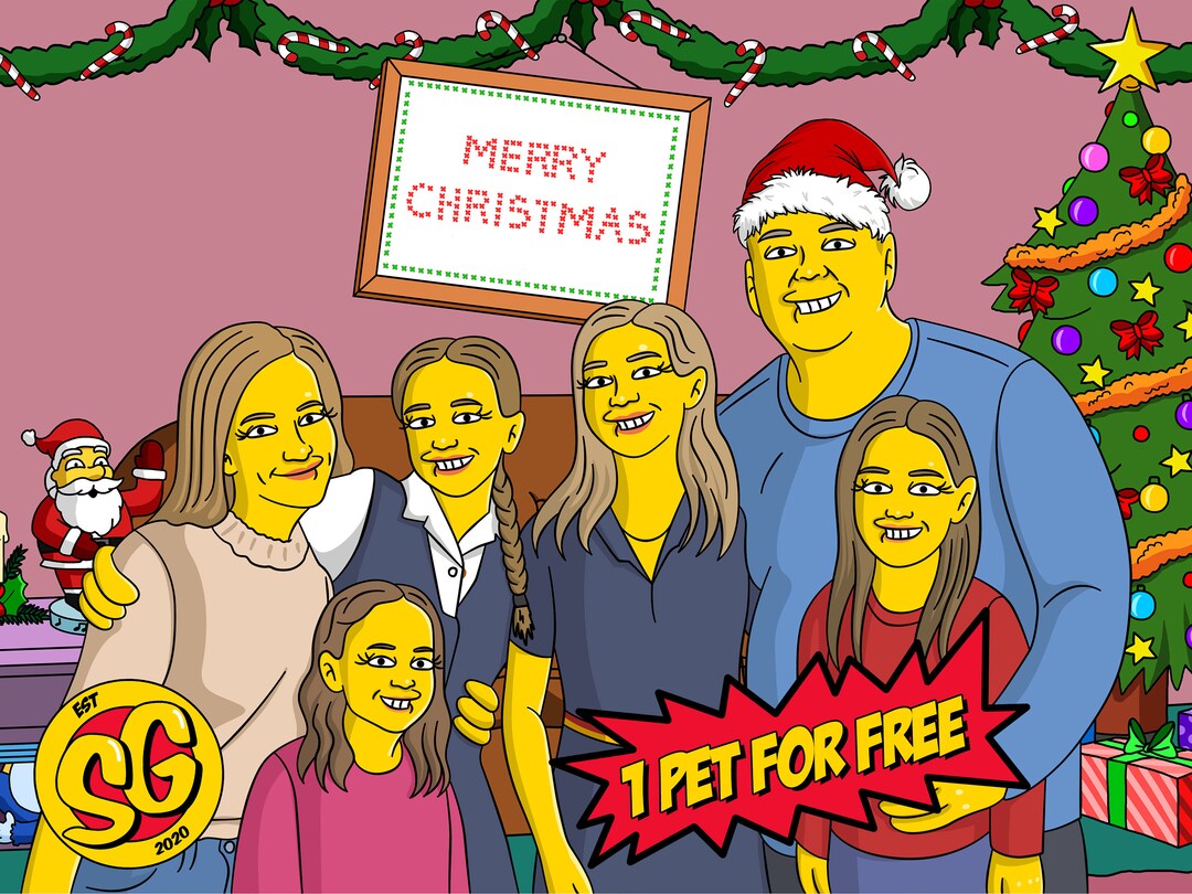 Simpsons Style Portrait for Boyfriend, Christmas Gift for Family ...