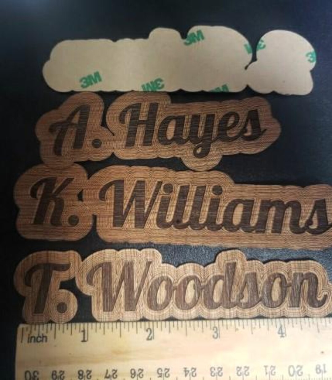 Custom Laser Engraved Mahogany Wood Name Decal, Self-adhesive - Etsy