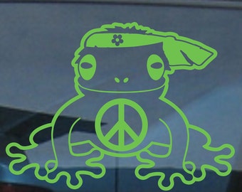 Hippie Peace Frog Decal Bumper Sticker. Funny, Love, Hippie Car Window ...