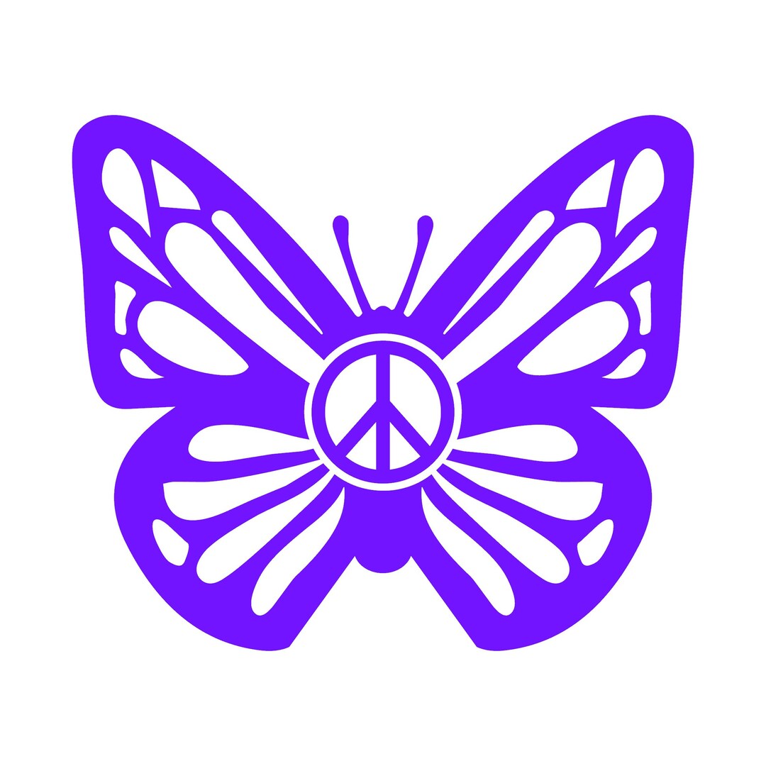 Hippie Peace Butterfly Vinyl Decal Bumper Sticker, Funny, Love, Hippie ...
