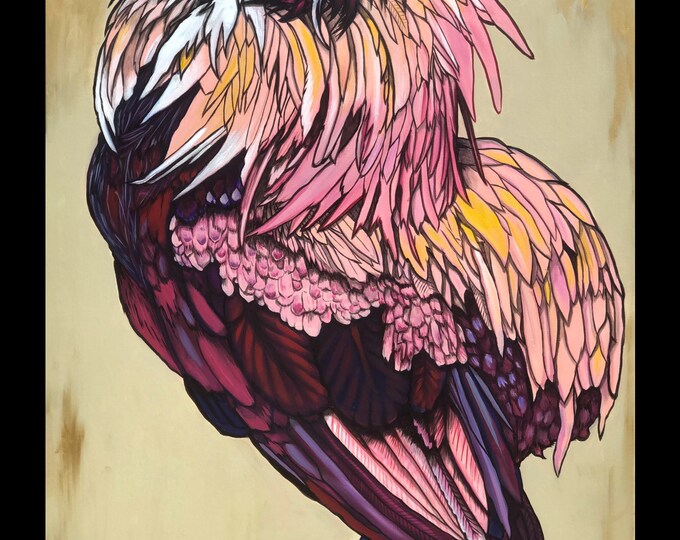 Flutter Falter 30x40 Folk Art Chicken Painting - Etsy