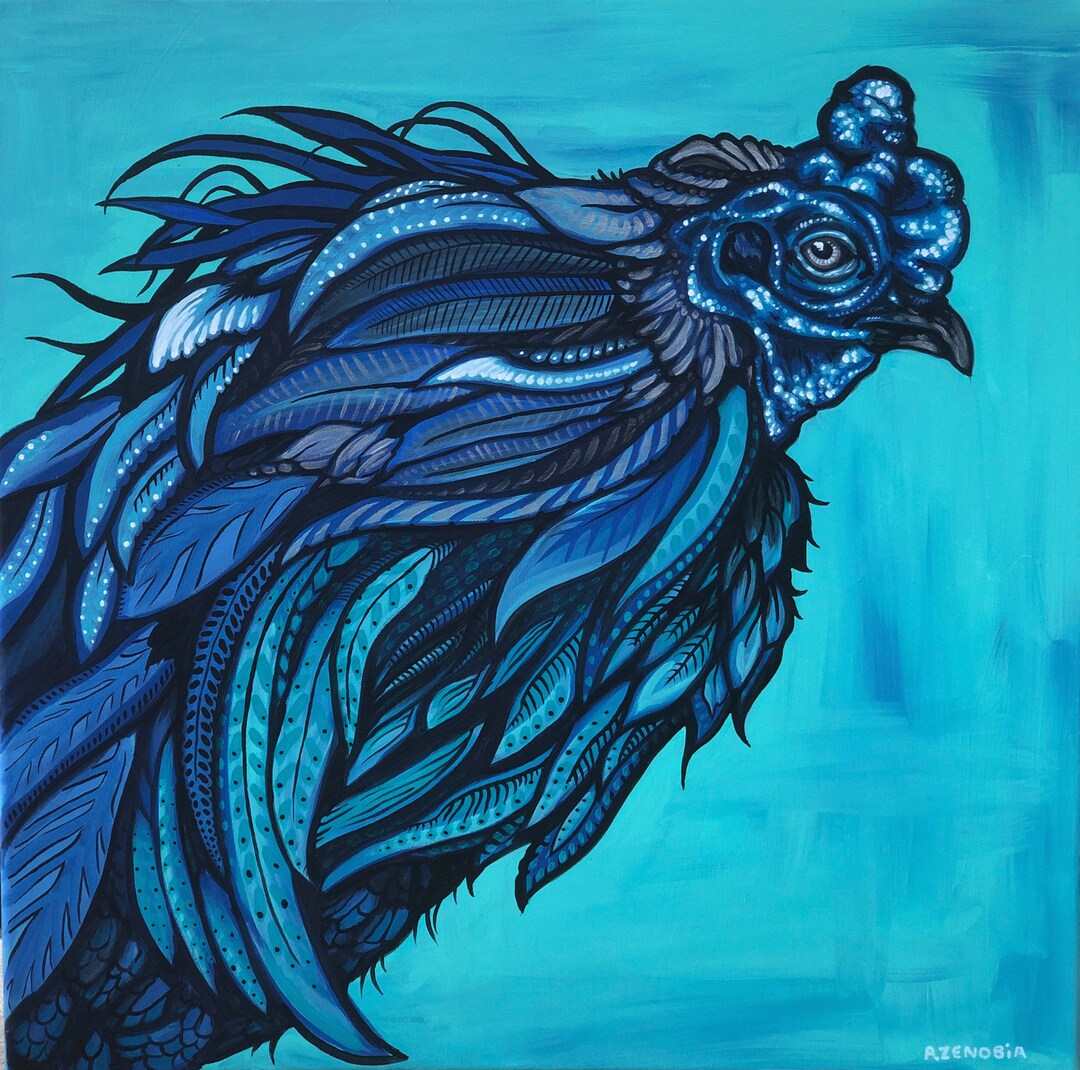 Krill 24x24 Folk Story Chicken Painting - Etsy