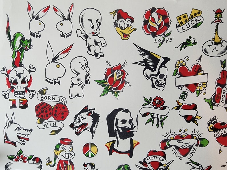 Milton Zeis Traditional Vintage Tattoo Flash Pork Chop Sheet 13X19 High ...