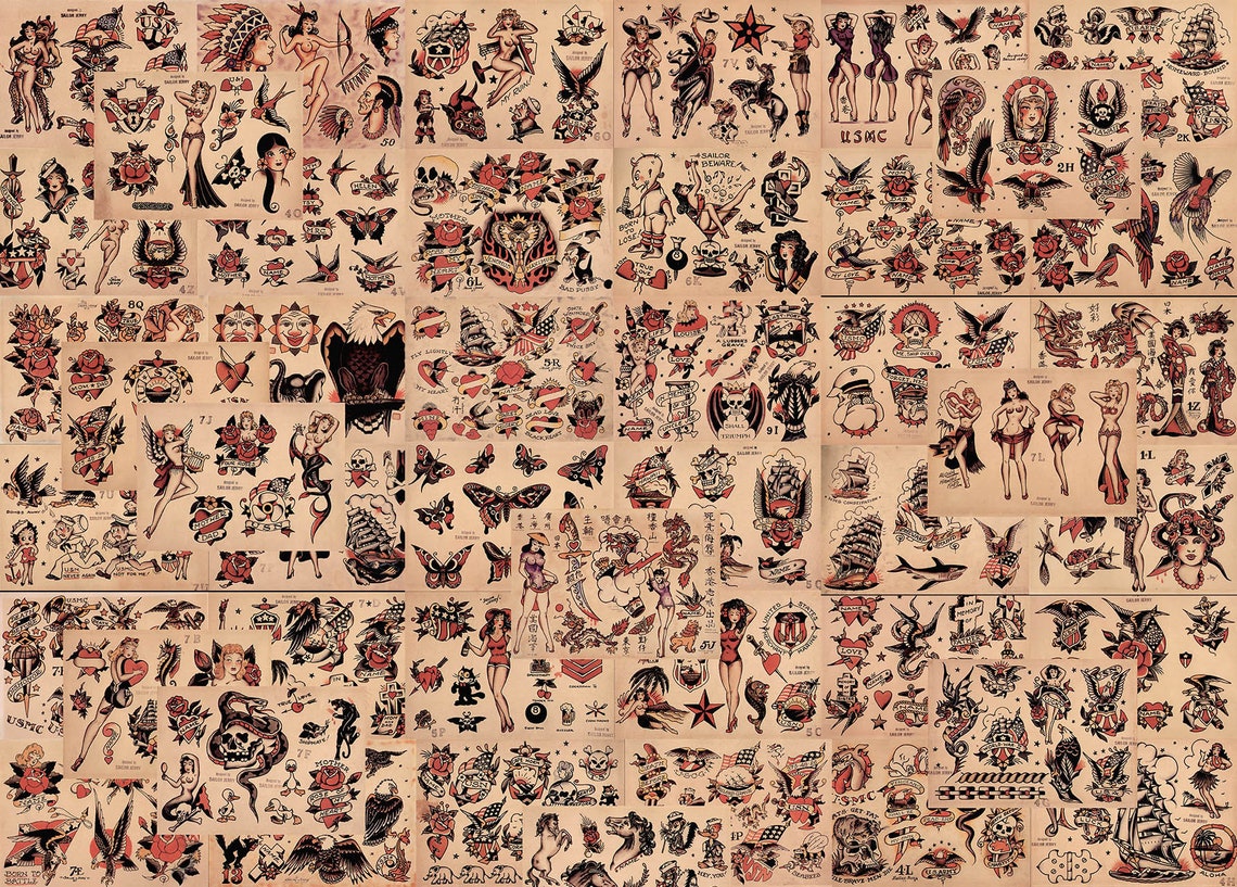 Sailor Jerry Traditional Vintage Style Tattoo Flash 48 Sheets - Etsy
