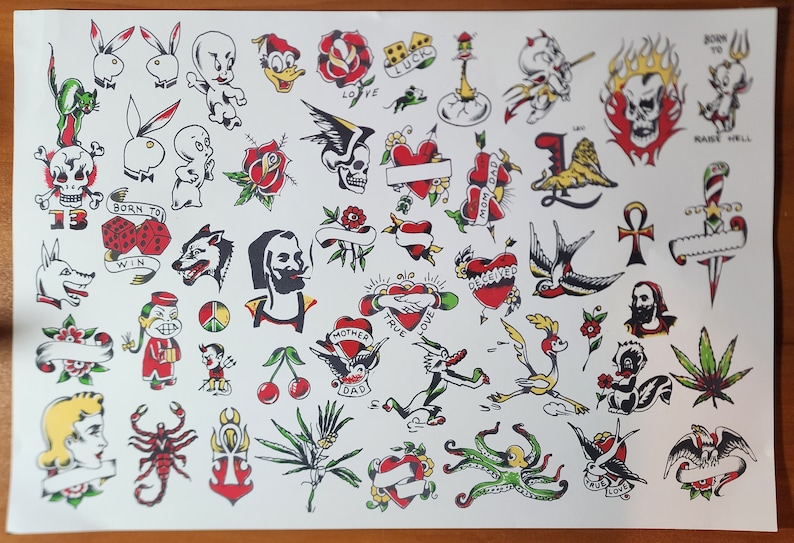 Milton Zeis Traditional Vintage Tattoo Flash Pork Chop Sheet 13X19 High ...