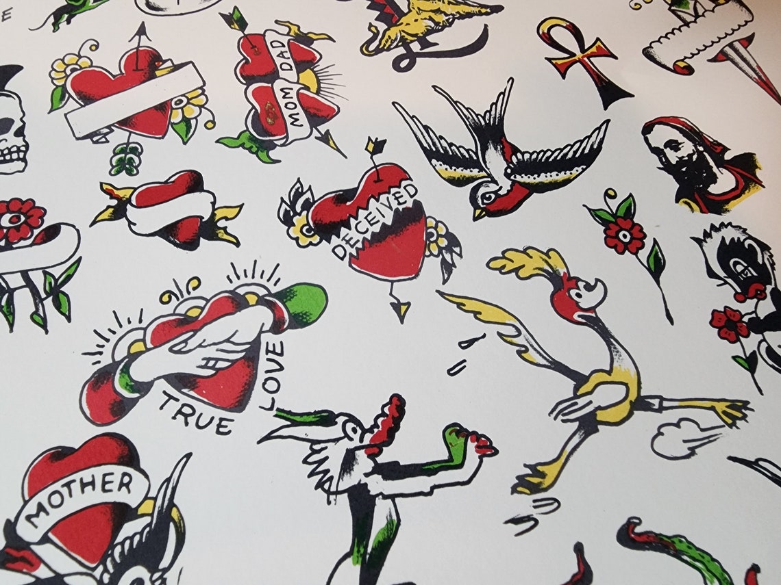 Milton Zeis Traditional Vintage Tattoo Flash Pork Chop Sheet 13X19 High ...