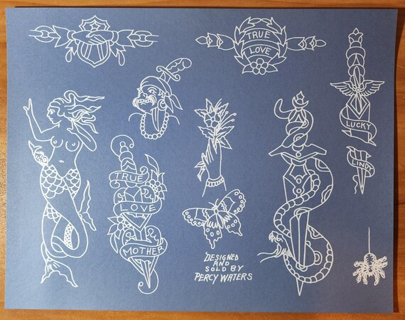 Percy waters tattoo flash - Bronctattooaus.com