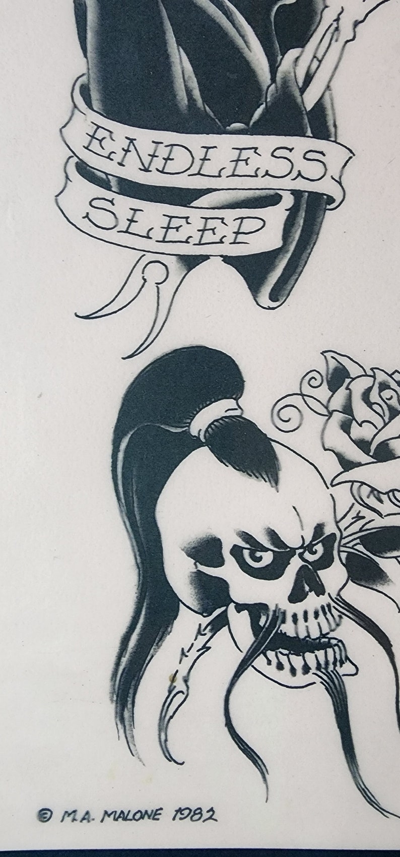 RARE 1982 Mike Rollo Malone Vintage Tattoo Flash Sheet Biker Reaper ...