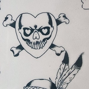 RARE 1982 Mike Rollo Malone Vintage Tattoo Flash Sheet Biker Reaper ...