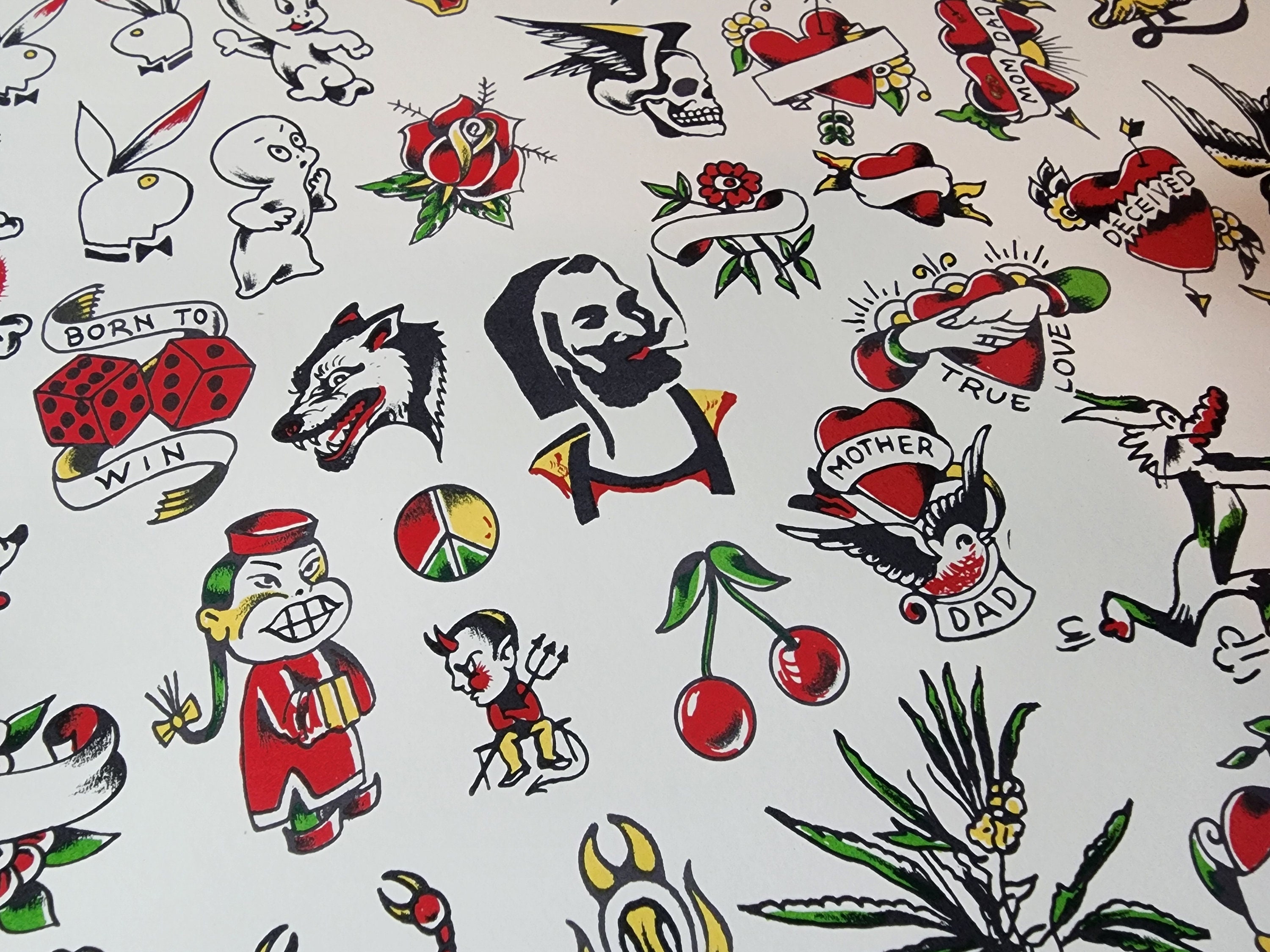 Milton Zeis Traditional Vintage Tattoo Flash Pork Chop Sheet 13X19 High ...