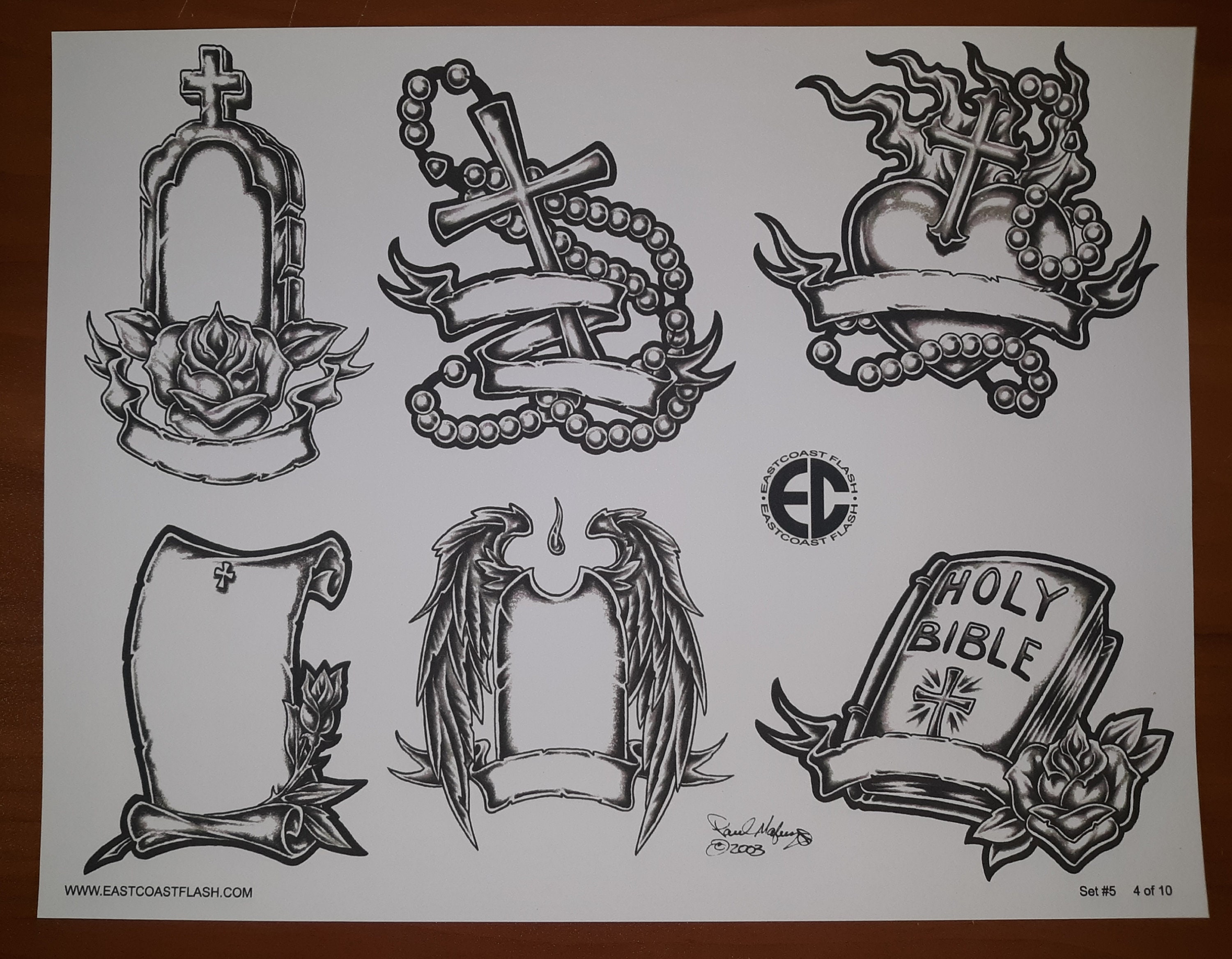 Black and Gray Religious Tattoo Flash 10 Sheets W/ Lines, 11x14 Praying ...