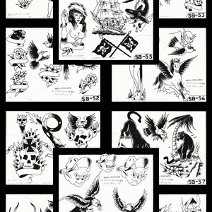 RARE 1970's Sailor Barney Traditional Vintage Style Tattoo Flash Set 50 ...