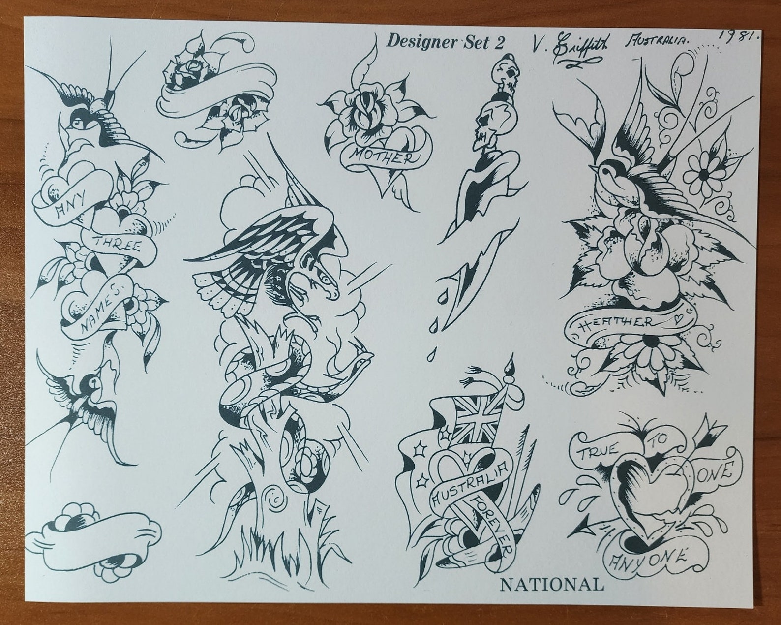 Traditional Vintage Style 1981 National 25 Sheet Tattoo Flash Set ...