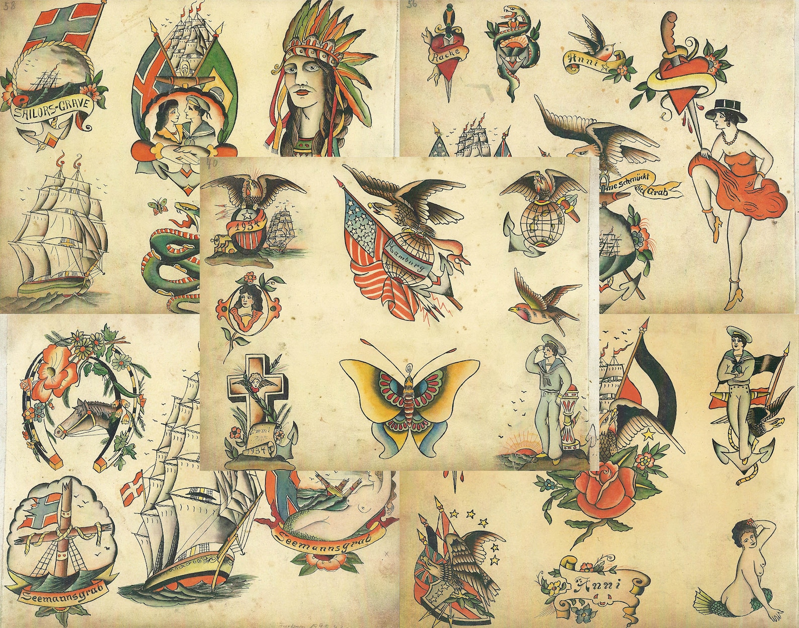 Christian Warlich Traditional, Vintage, Old School Style Tattoo Flash ...