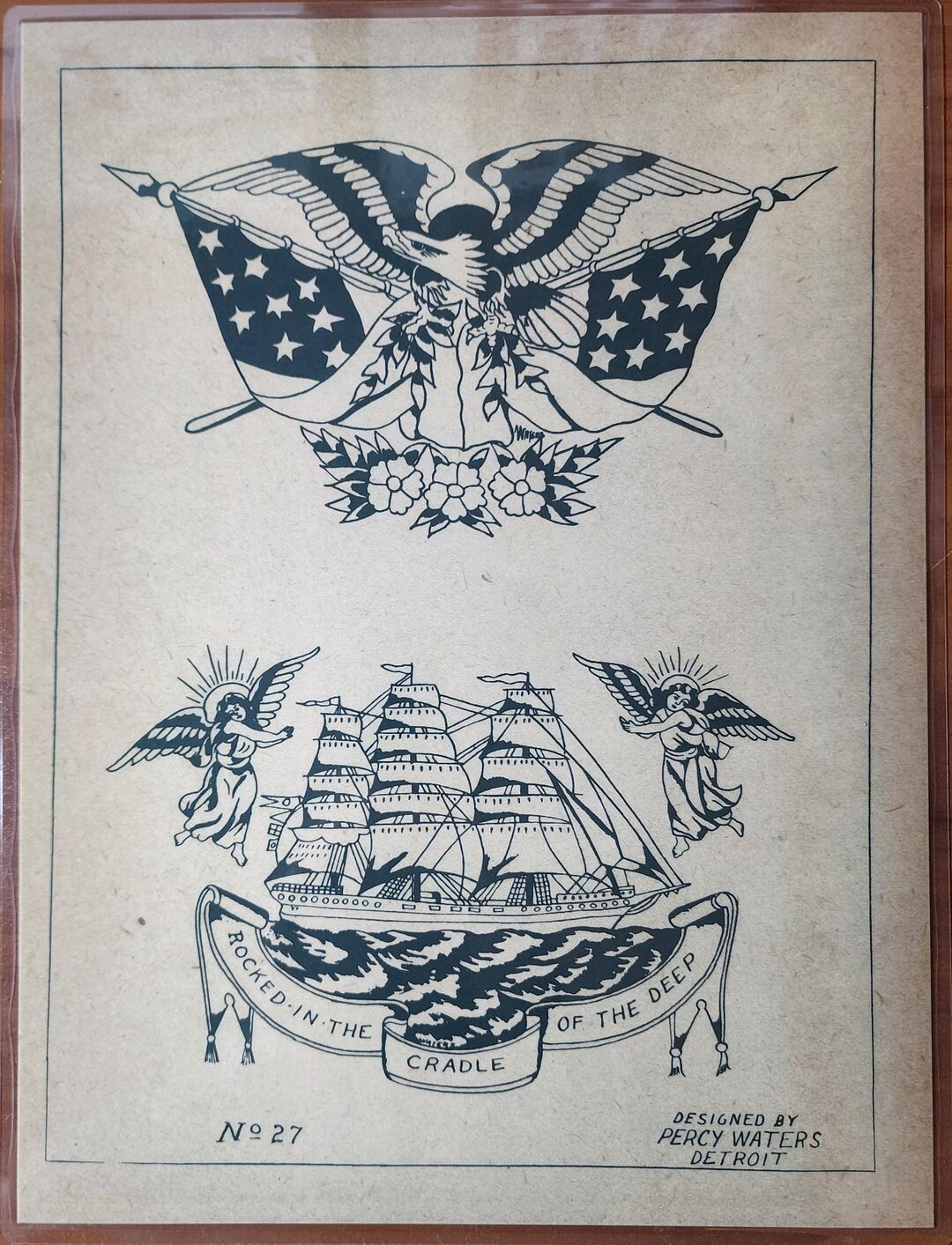 Percy Waters Traditional Vintage Style Tattoo Flash Sheet, Ship, Eagle ...