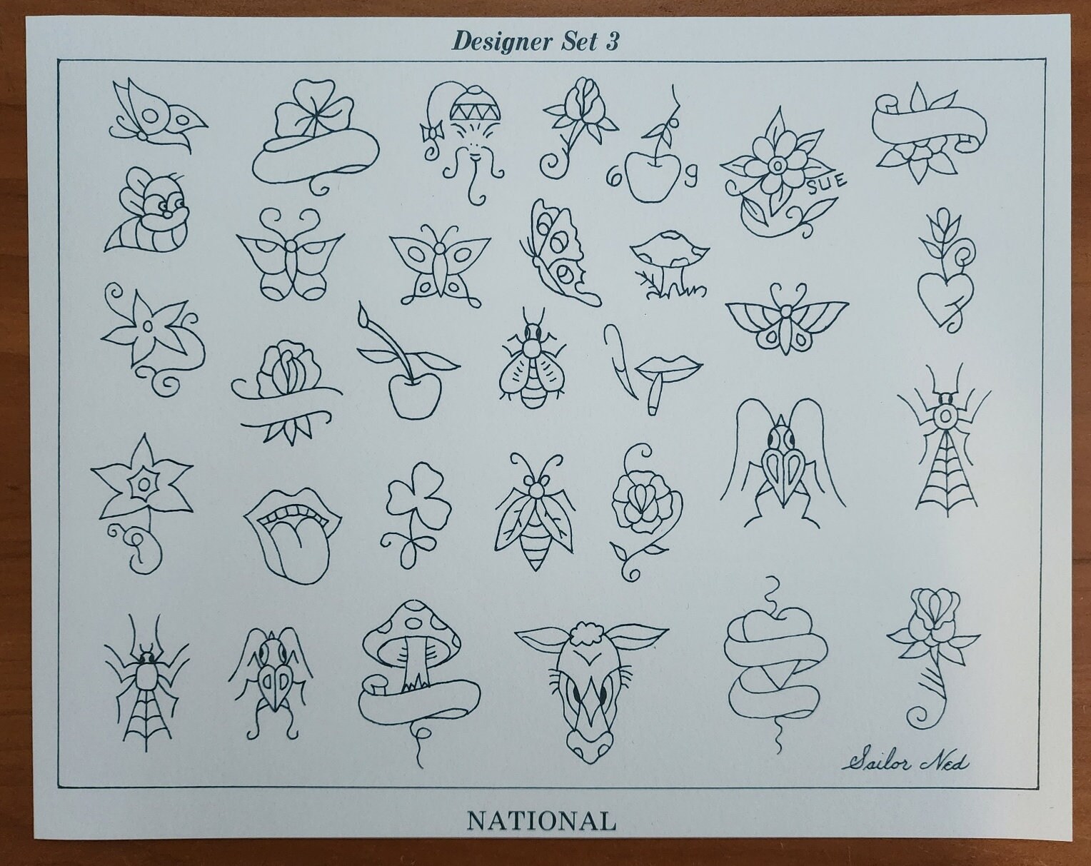 Traditional Vintage 1981 National 25 Sheet Tattoo Flash Set Designer ...