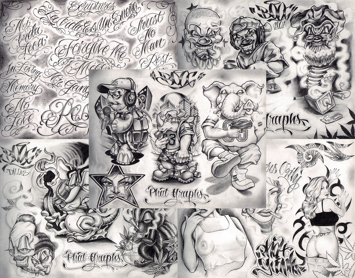 Boog From the Streets With Love Gangsta Style Tattoo Flash 10 Sheet Set ...