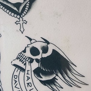 RARE 1982 Mike Rollo Malone Vintage Tattoo Flash Sheet Biker Reaper ...