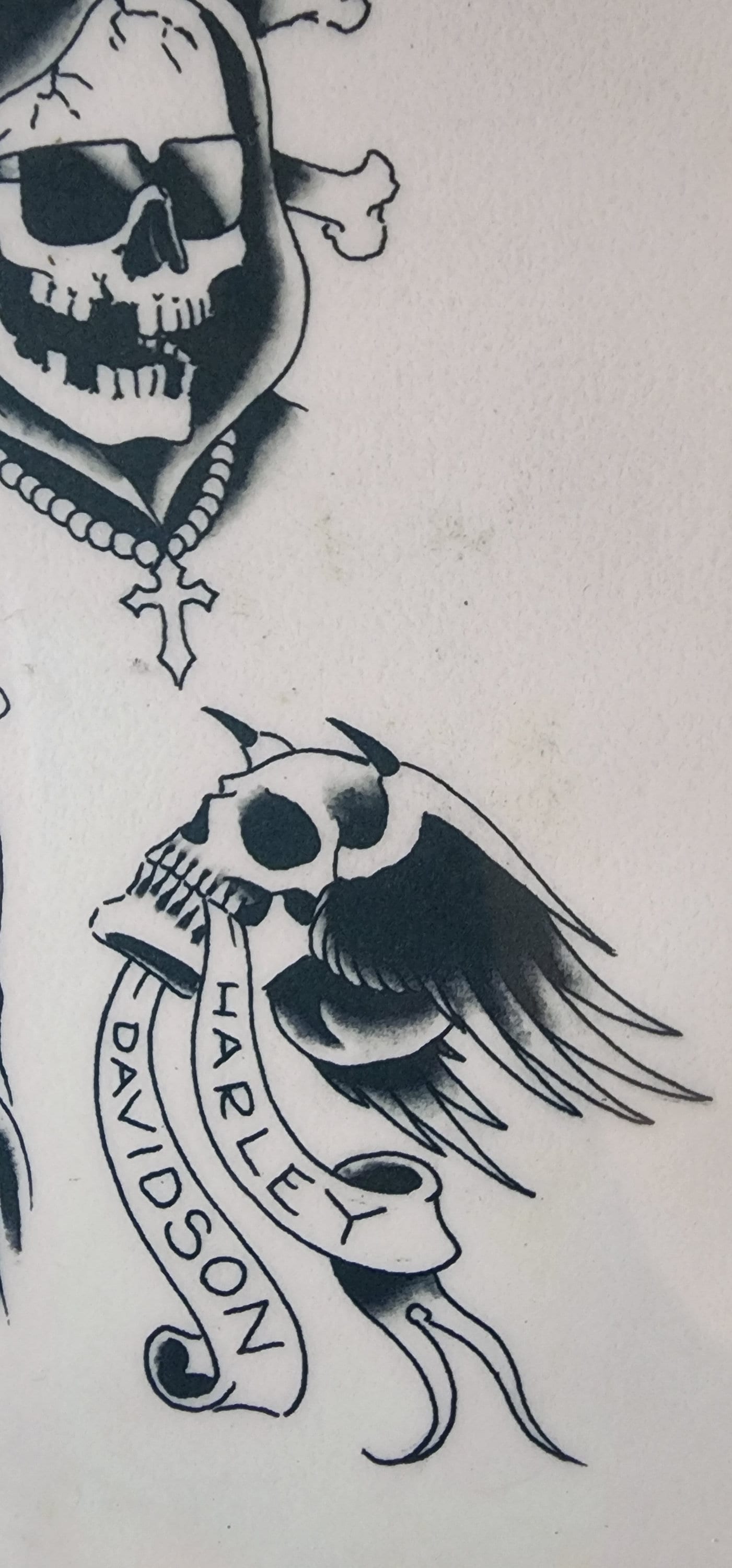 RARE 1982 Mike Rollo Malone Vintage Tattoo Flash Sheet Biker Reaper ...