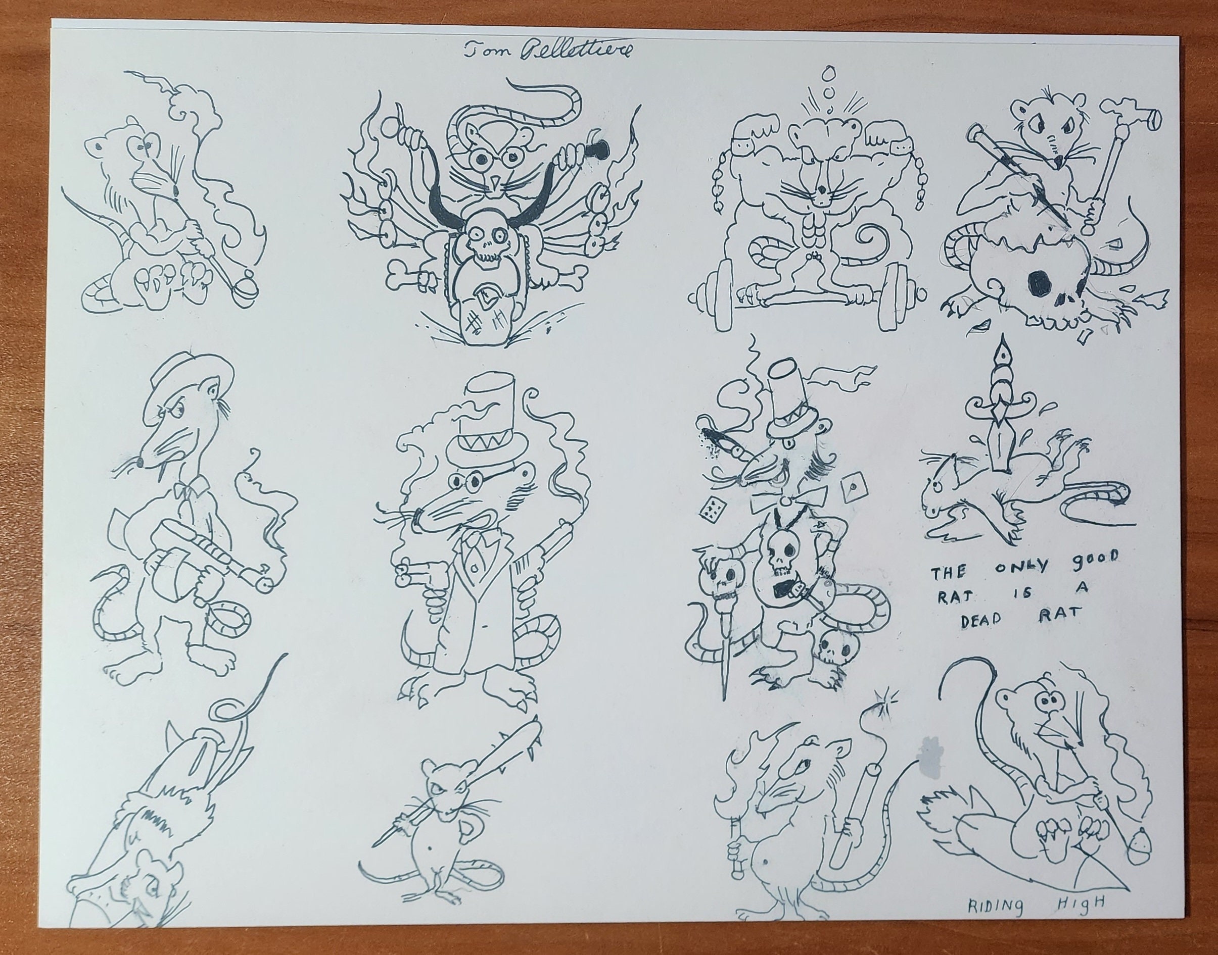 Rare 1960's Tom Pelletier Milton Zeis Vintage Tattoo Flash Sheet Set of ...