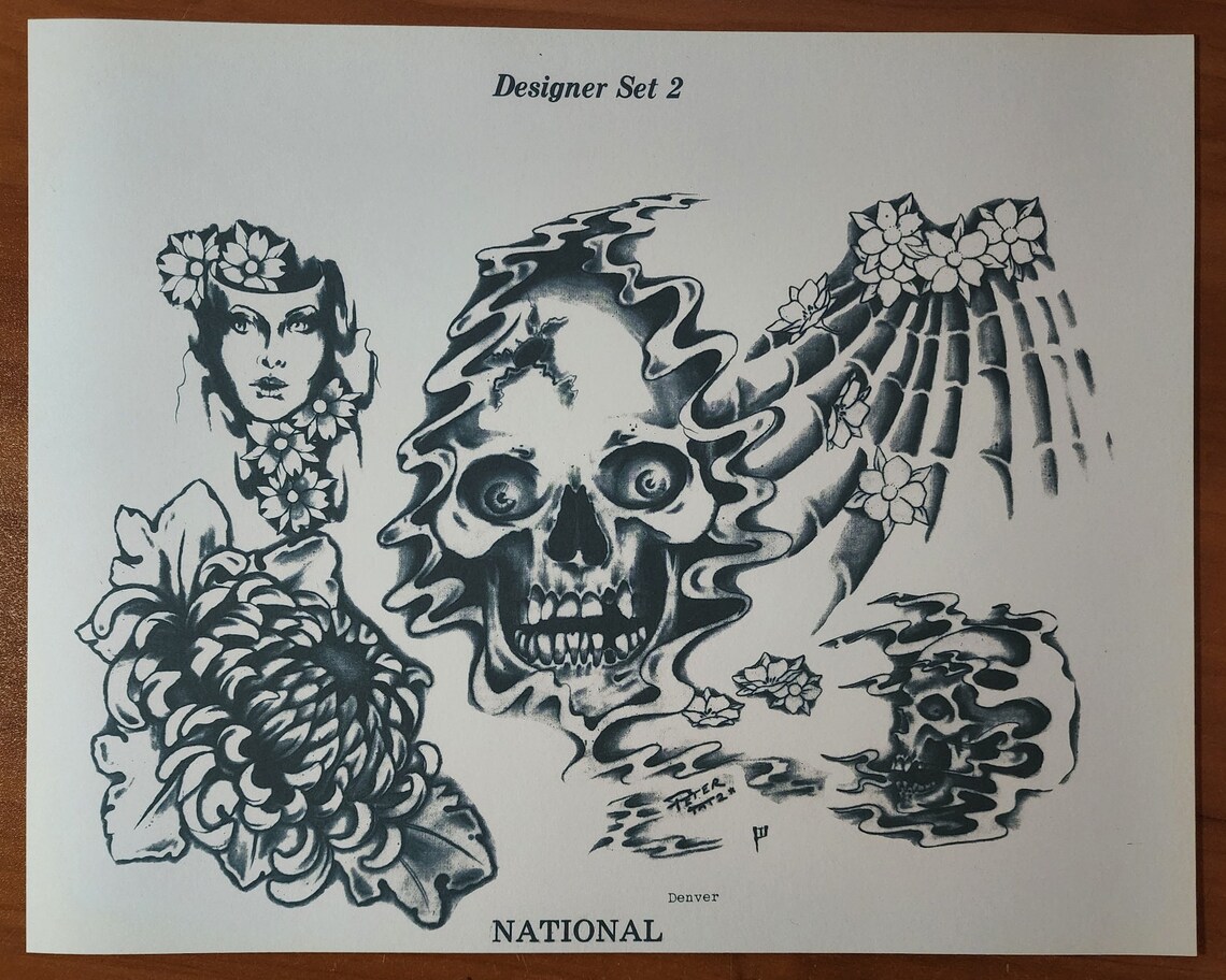 Traditional Vintage Style 1981 National 25 Sheet Tattoo Flash Set ...