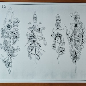 Pinky Yun Traditional Japanese Vintage Tattoo Flash Set 15 Sheets With ...