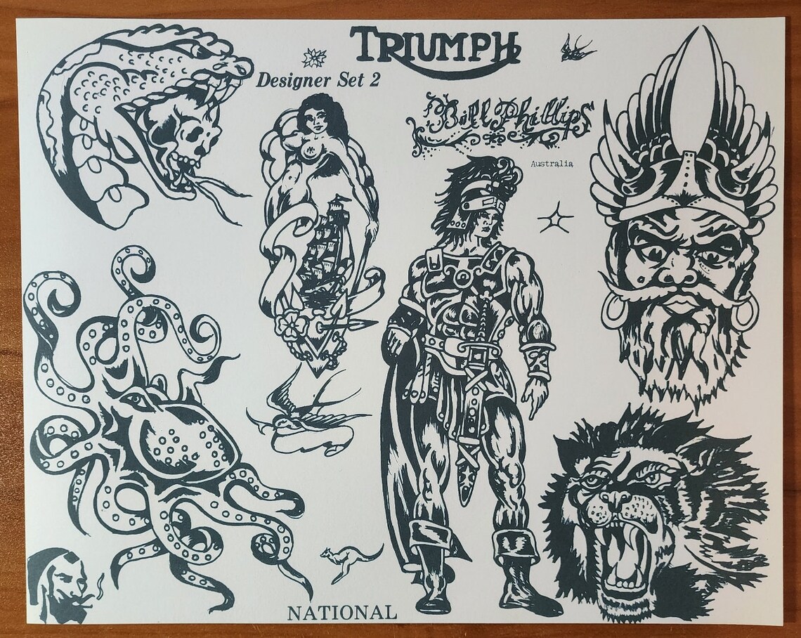 Traditional Vintage Style 1981 National 25 Sheet Tattoo Flash Set ...