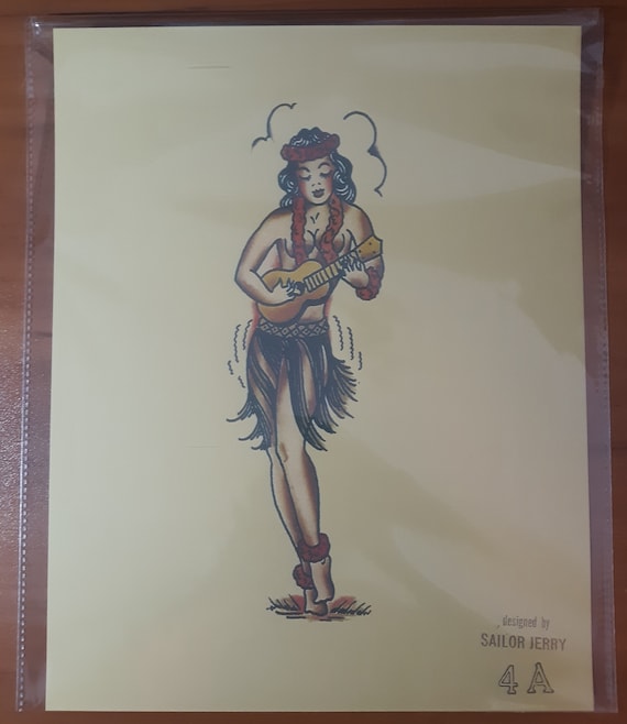 Vintage Hula Girl Tattoo