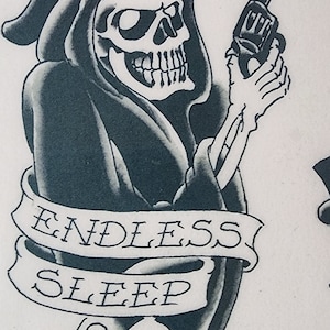 RARE 1982 Mike Rollo Malone Vintage Tattoo Flash Sheet Biker Reaper ...