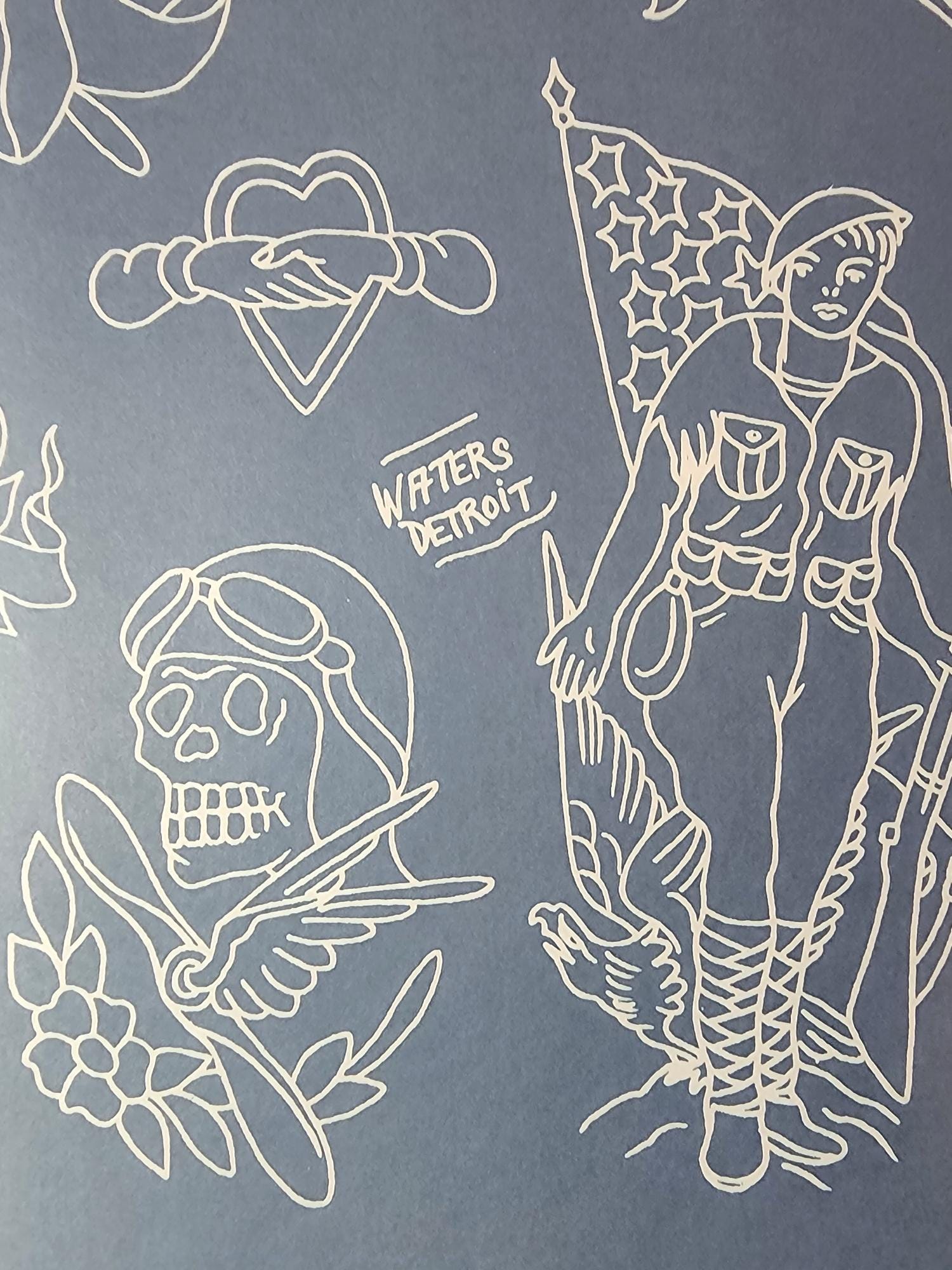 Percy Waters Traditional Vintage Style Tattoo Flash Sheet Eagle Pilot ...