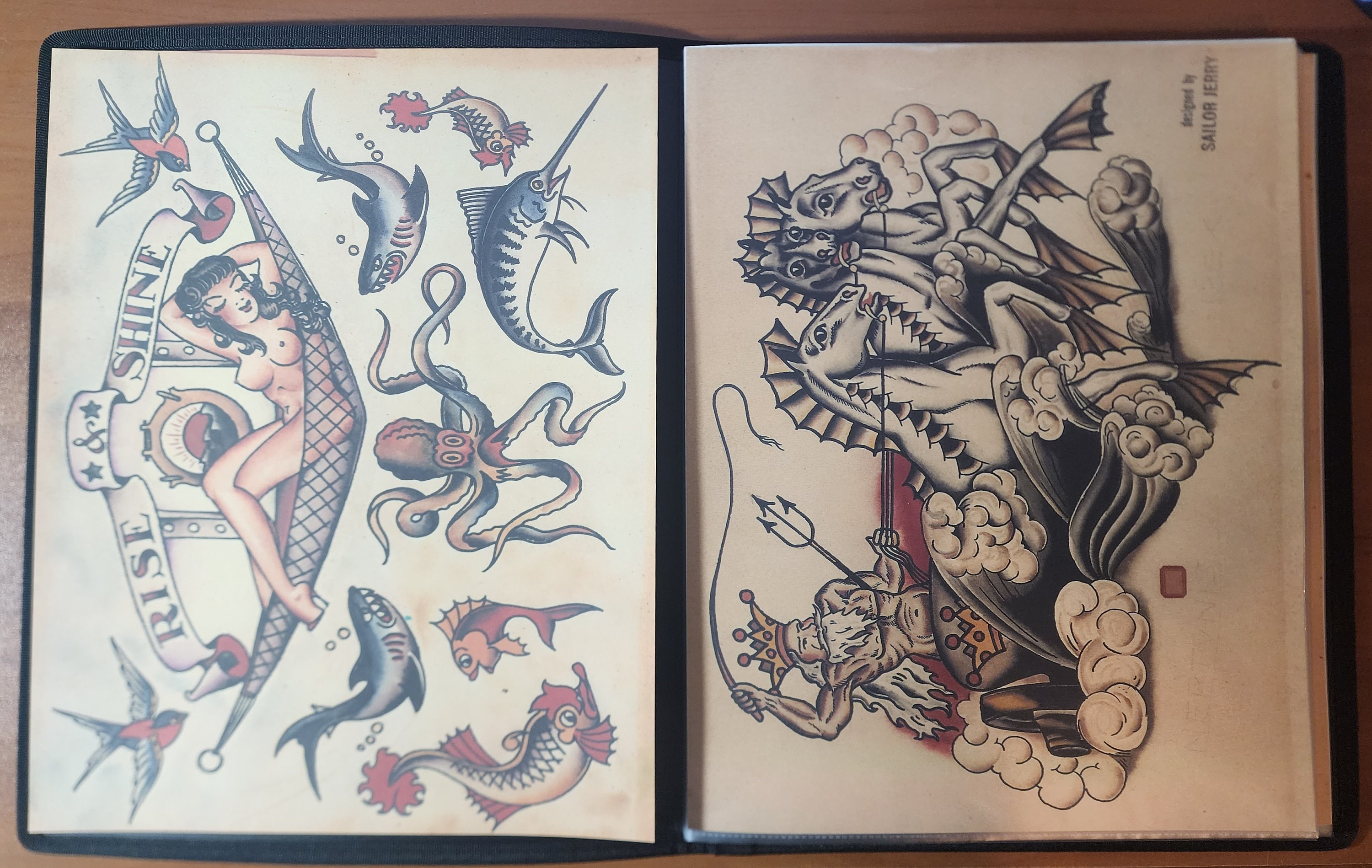 Sailor Jerry Traditional Vintage Style Tattoo Flash 50 Sheets In Portfolio Book Usa 11x14 Ships