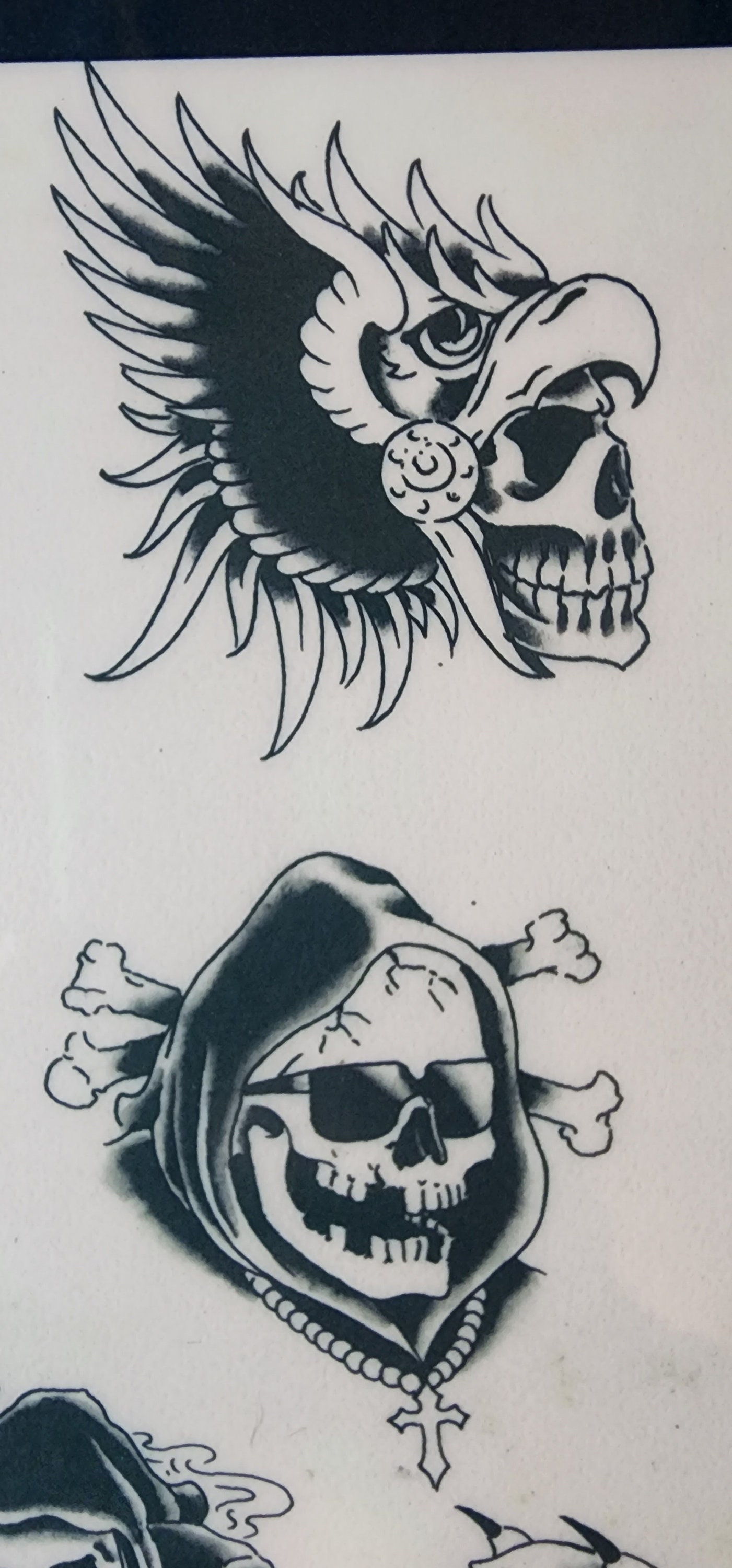 RARE 1982 Mike Rollo Malone Vintage Tattoo Flash Sheet Biker Reaper ...