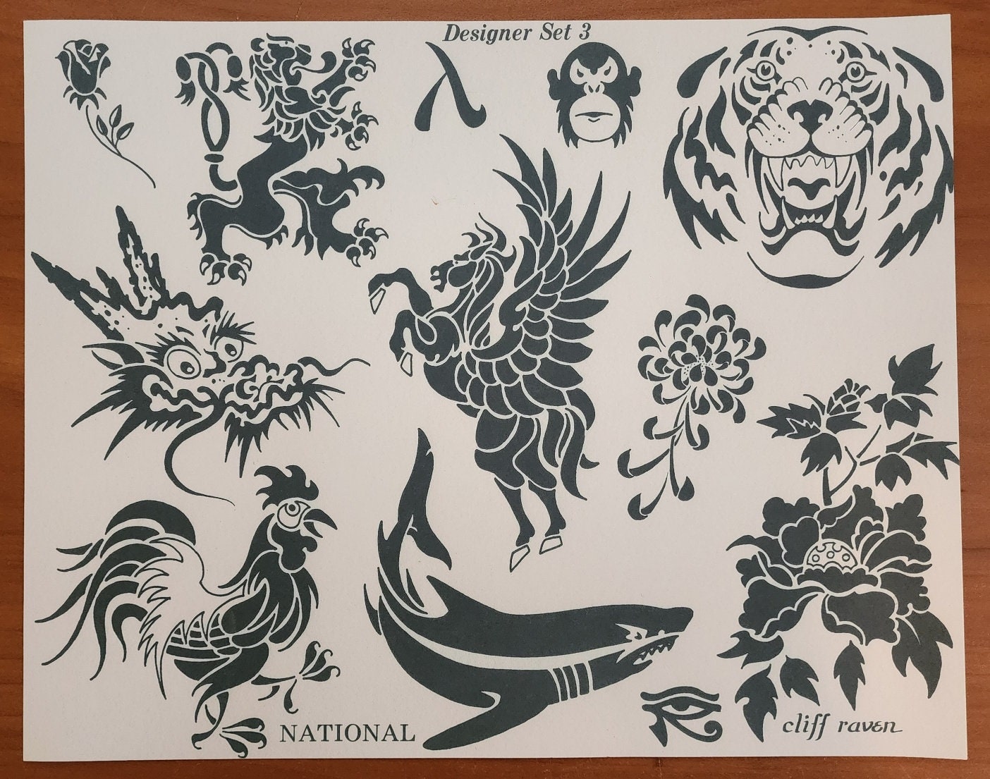 Traditional Vintage 1981 National 25 Sheet Tattoo Flash Set Designer ...