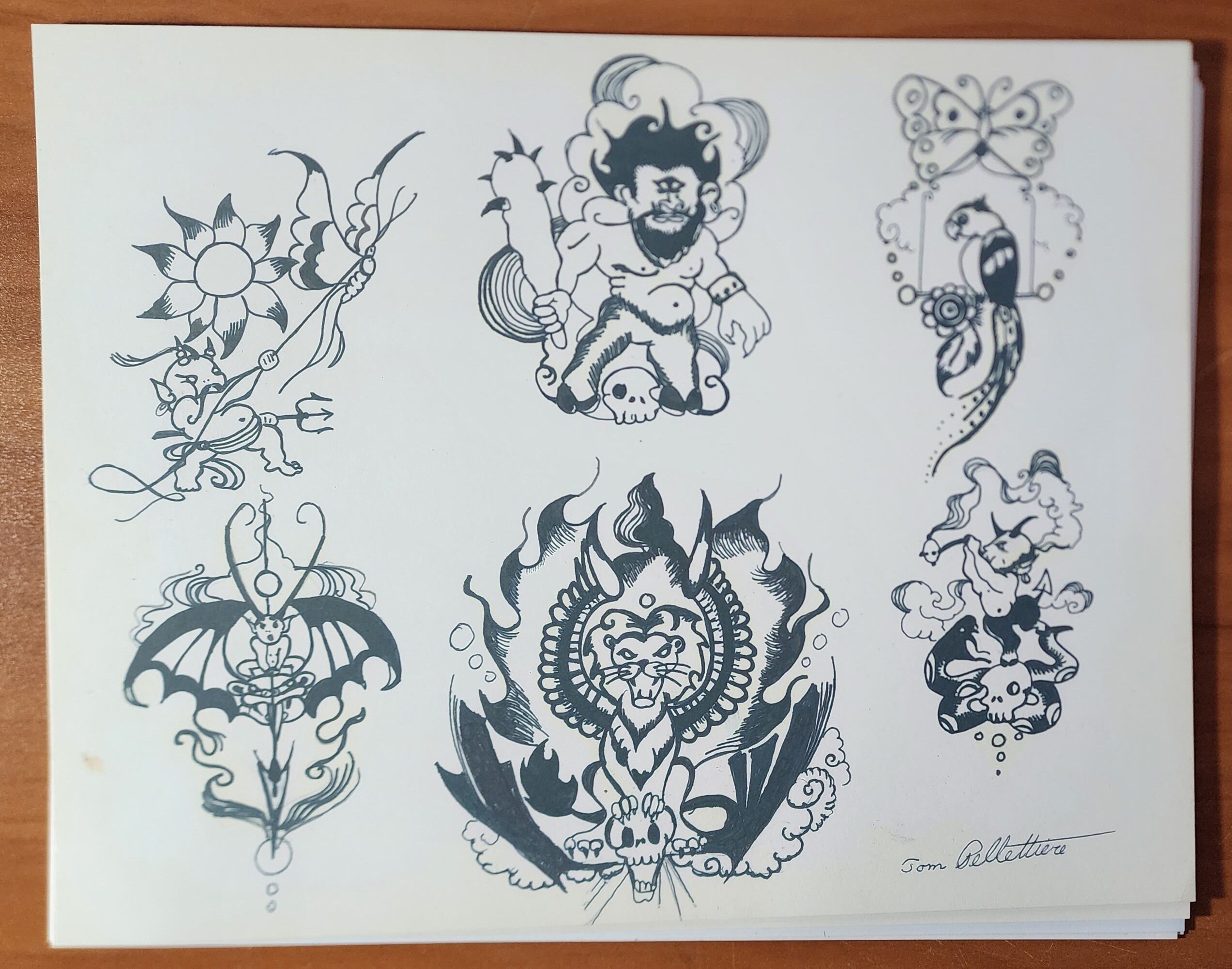 Rare 1960's Tom Pelletier Milton Zeis Vintage Tattoo Flash Sheet Set of ...