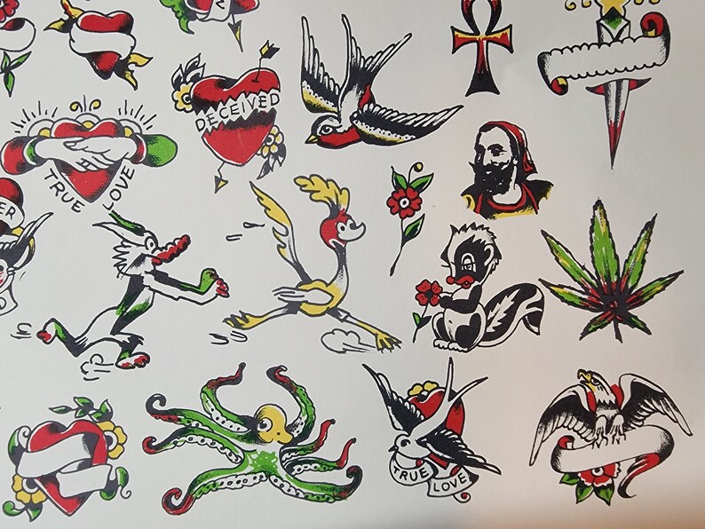 Milton Zeis Traditional Vintage Tattoo Flash Pork Chop Sheet 13X19 High ...