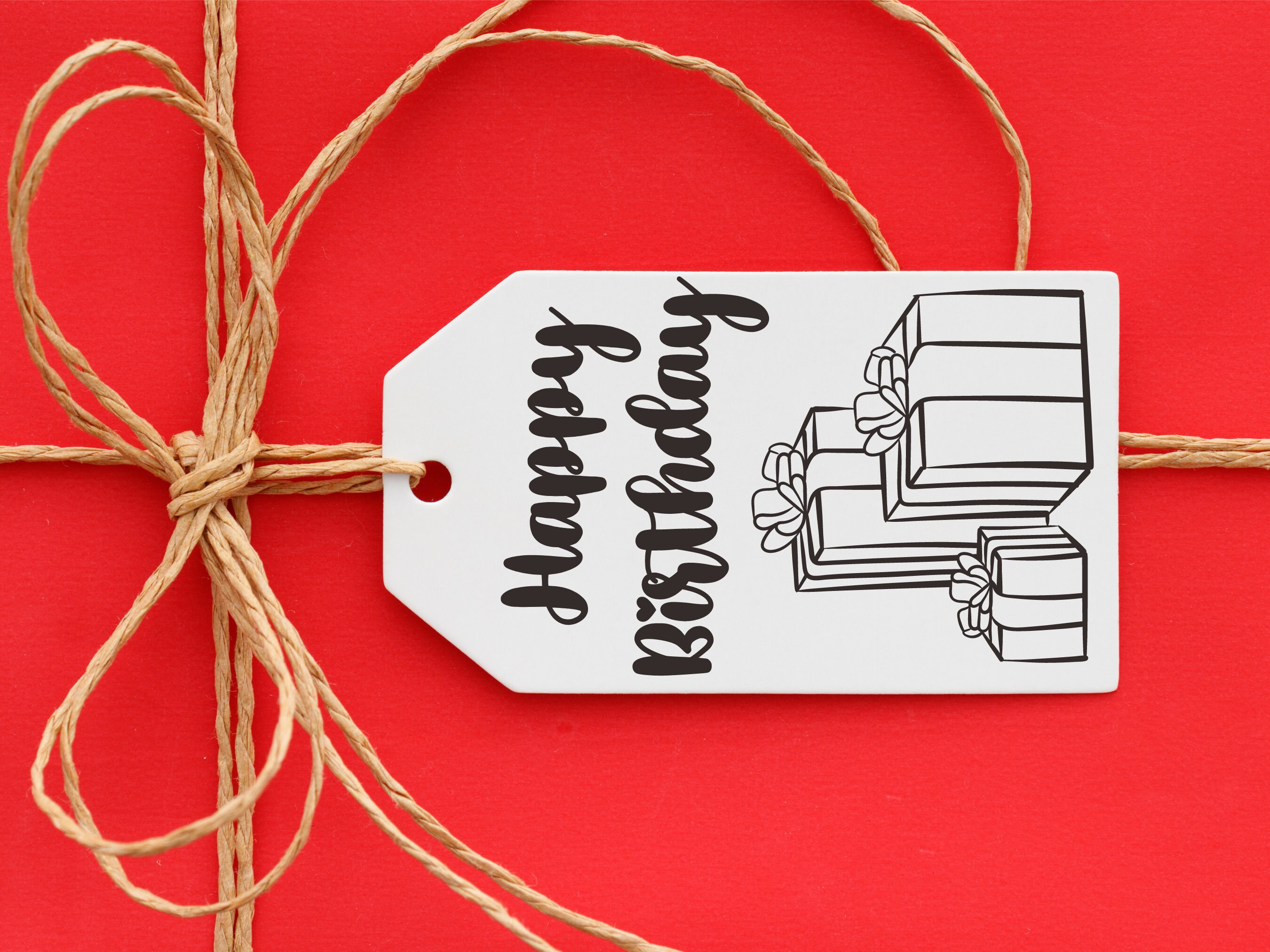 Printable Black and White Happy Birthday Gift Tag Not - Etsy