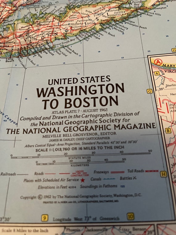 Washington DC to Boston Map - Etsy